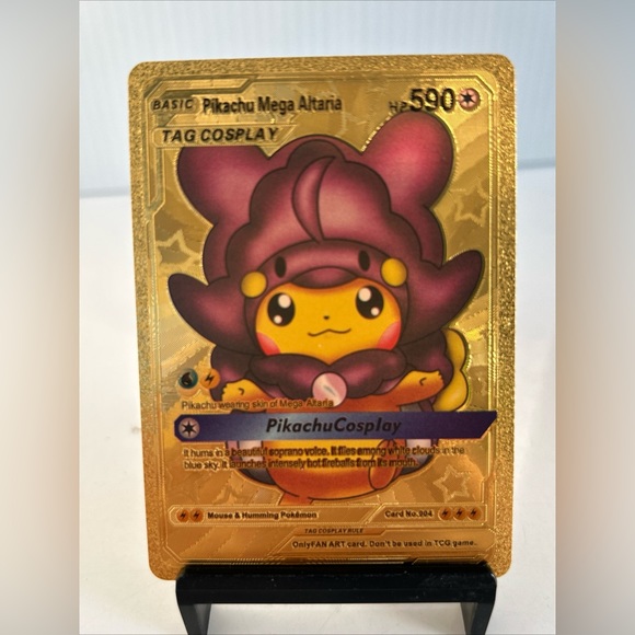 Pokemon | Toys | Pikachu Mega Altaria Cosplay Metal Gold Foil Pokemon ...